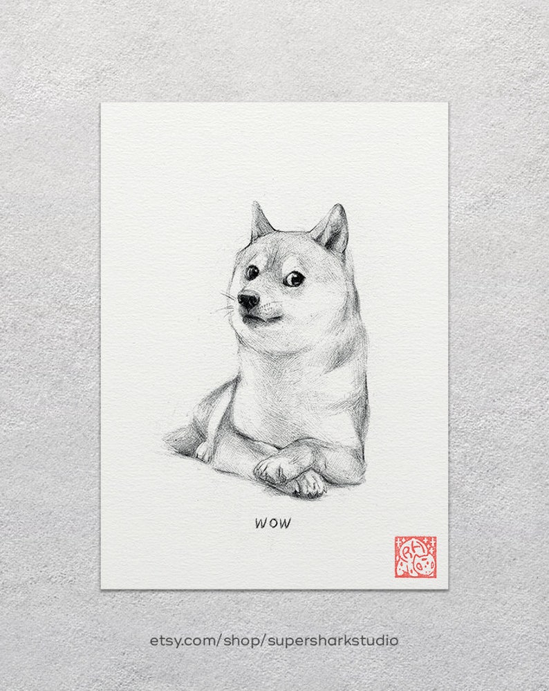 Doge 5 X 7 Print doge Drawing Many Art so Artwork - Etsy