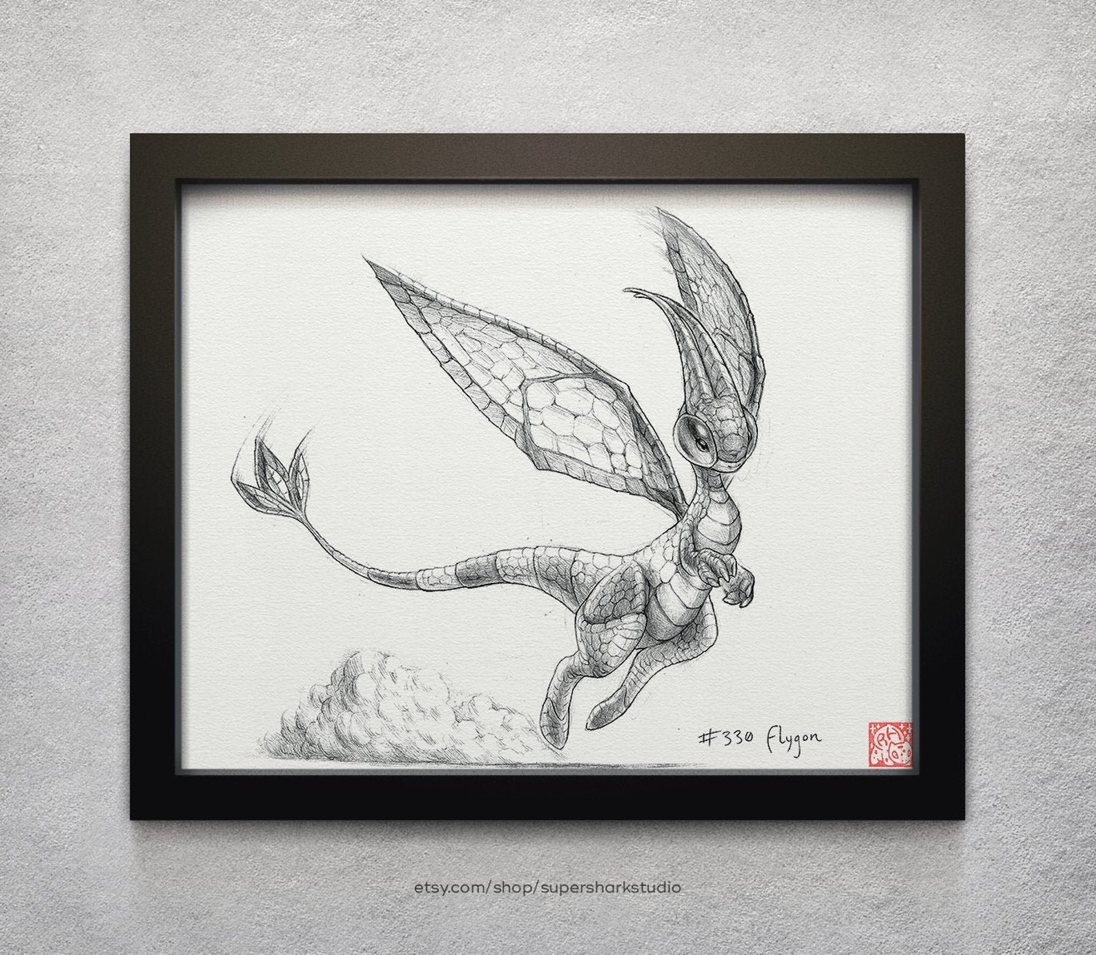 Flygon 8 X 10 Print pokemon Drawing Art Artwork | Etsy