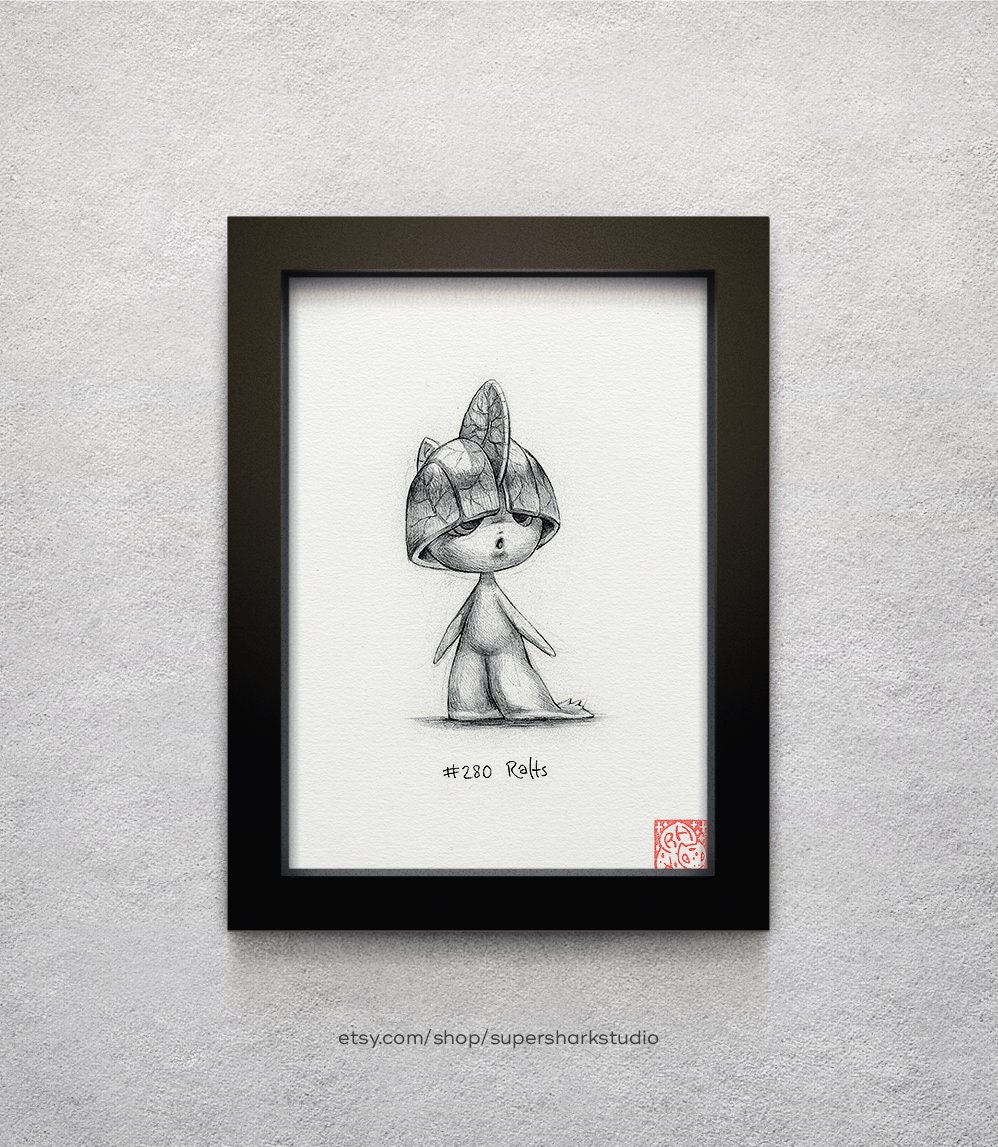 Ralts - 5 X 7" Print (pokemon Drawing, Art, Artwork, Gaming, Nintendo ...