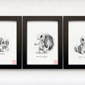 Bulbasaur, Charmander and Squirtle - Kanto Gen 1 Pokemon Starters - Set ...