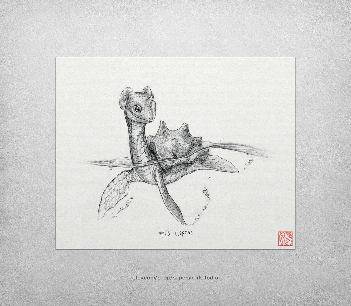 Lapras 8 X 10 Print pokemon Drawing Art Artwork | Etsy