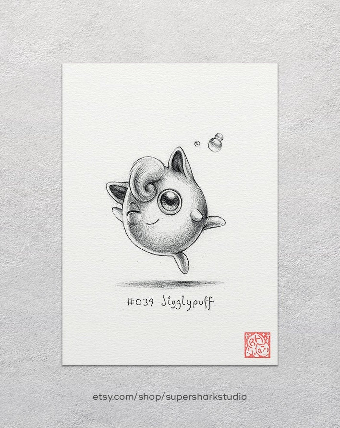 Jigglypuff 5 X 7 Print pokemon Drawing Art Artwork - Etsy