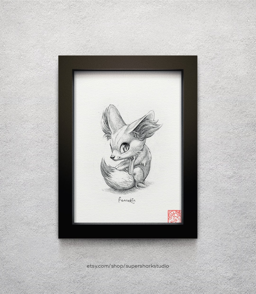 Fennekin - 5 X 7" Print (pokemon, Fire, Drawing, Art, Artwork, Gaming ...