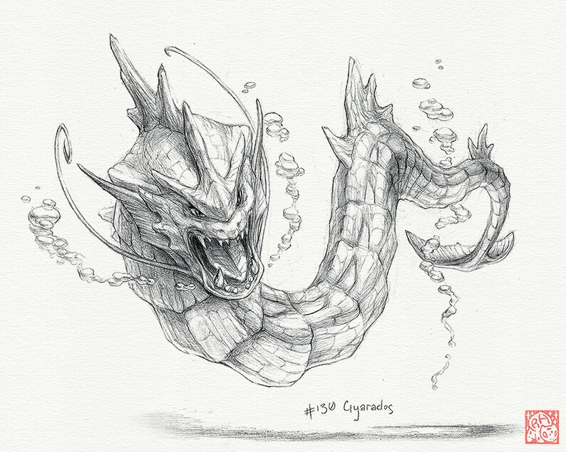 Gyarados 8 X 10 Print pokemon Drawing Art Artwork - Etsy