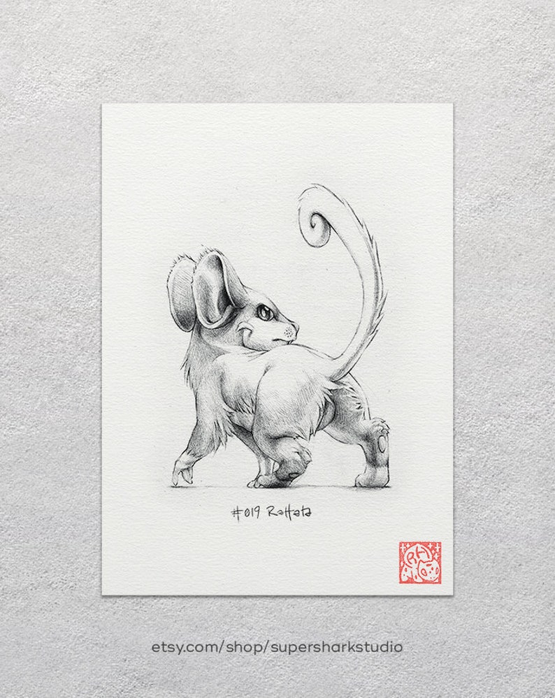 Rattata 5 X 7 Print pokemon Drawing Art Artwork - Etsy
