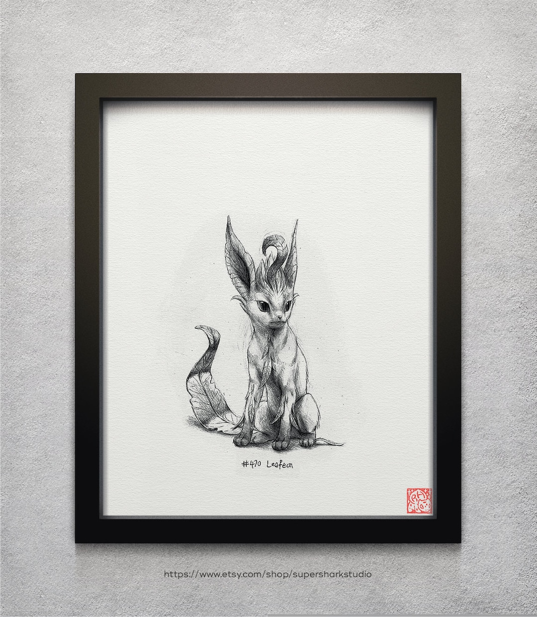 Leafeon - 8 X 10" Print (pokemon, Grass, Drawing, Art, Artwork, Gaming ...