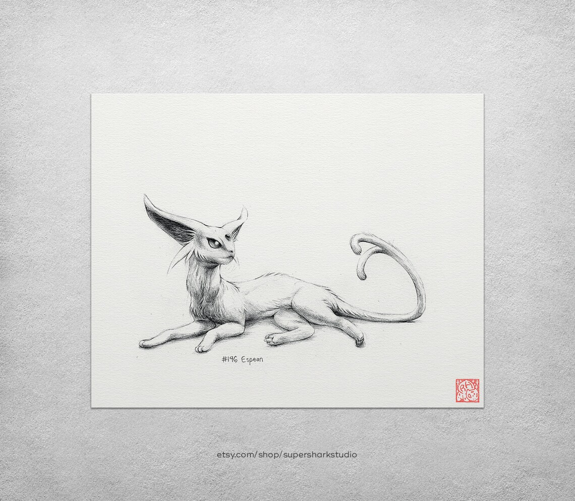Espeon - 8 X 10" Print (pokemon Drawing, Art, Artwork, Gaming, Nintendo ...