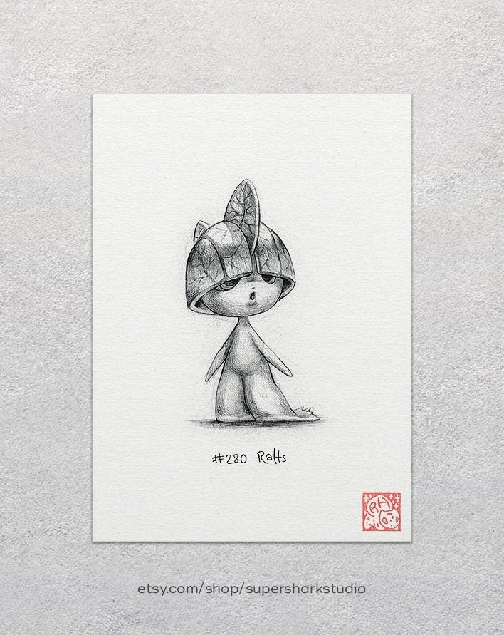 Ralts 5 X 7 Print pokemon Drawing Art Artwork - Etsy Australia