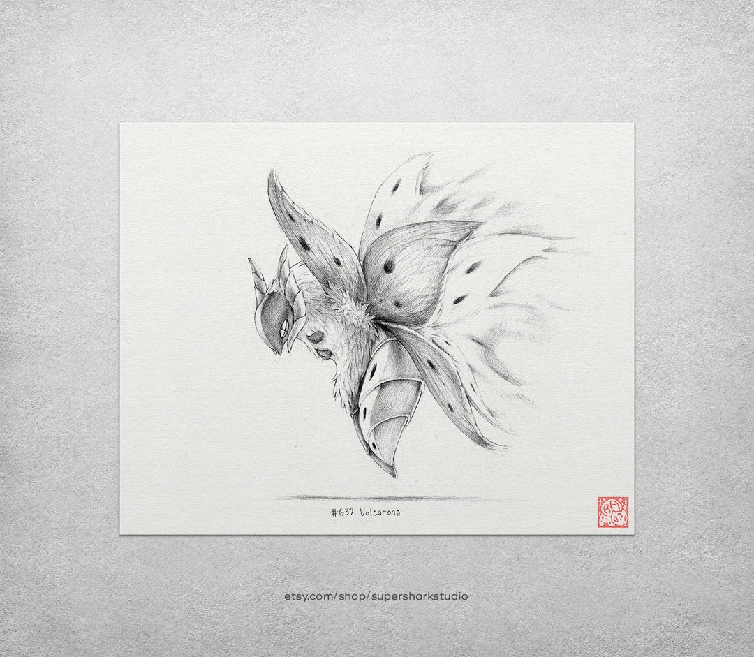 Volcarona - 8 X 10" Print (pokemon Drawing, Art, Artwork, Gaming ...