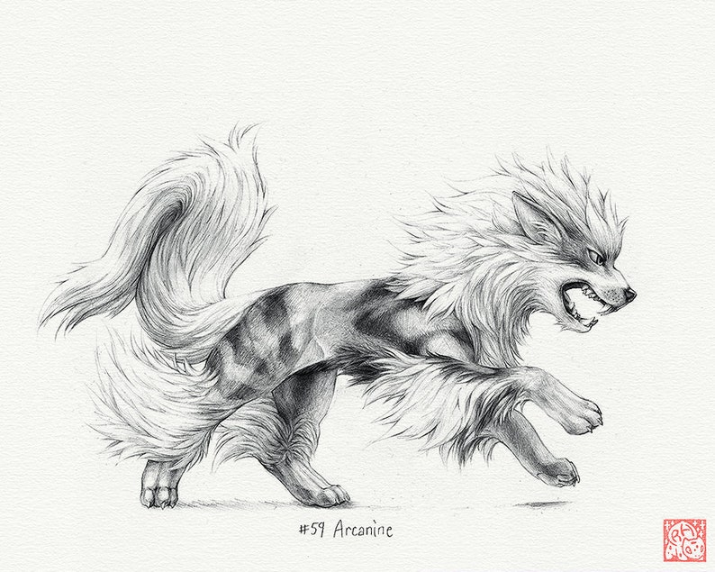 Arcanine 8 X 10 Print pokemon Drawing Art Artwork - Etsy