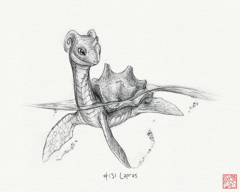 Lapras 8 X 10 Print pokemon Drawing Art Artwork - Etsy