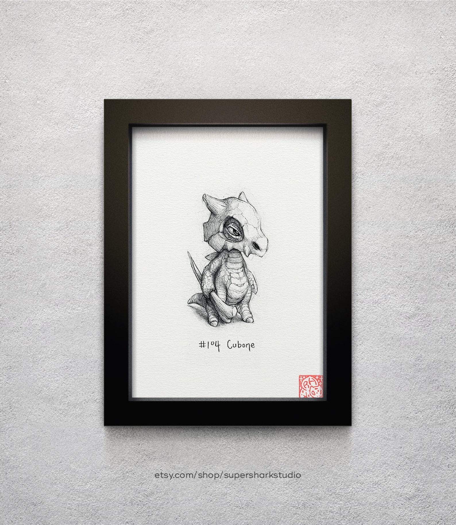 Cubone 5 X 7 Print pokemon Drawing Art Artwork | Etsy