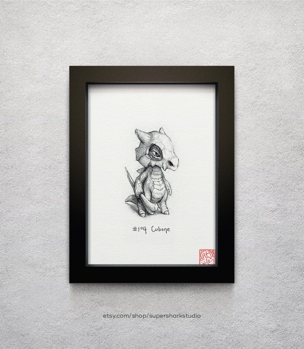 Cubone 5 X 7 Print pokemon Drawing Art Artwork | Etsy