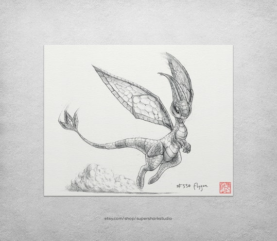 Flygon Realista Lugia 8 X 10 "afdrukken (Pokemon Tekenen, Kunst,