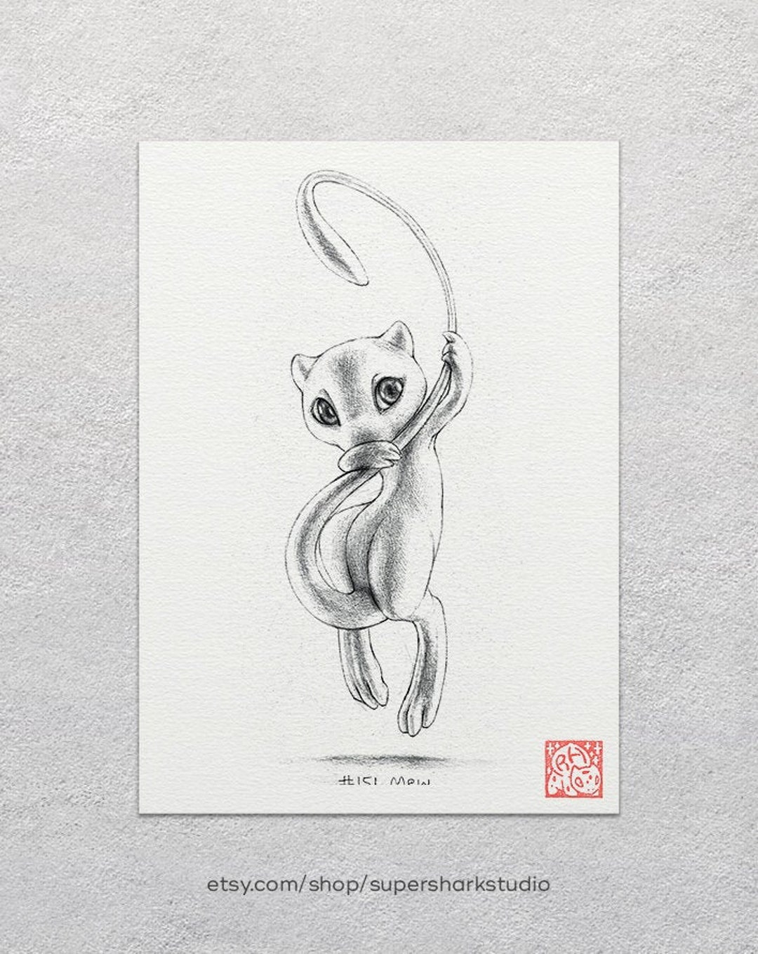 Mew - 5 X 7" Print (pokemon Drawing, Art, Artwork, Gaming, Nintendo ...