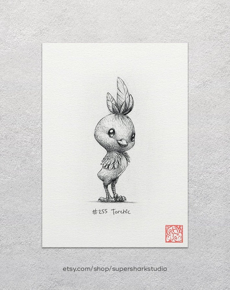 Torchic 5 X 7 Print pokemon Drawing Art Artwork - Etsy
