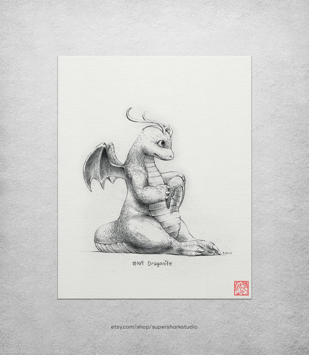 Dragonite - 8 X 10" Print (pokemon Drawing, Art, Artwork, Gaming ...
