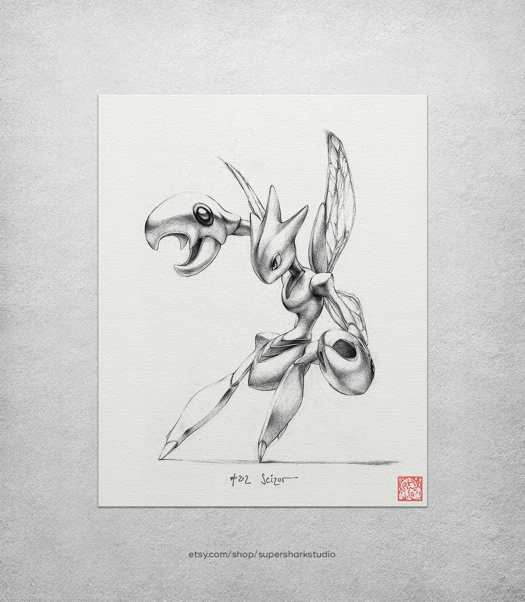 Scizor - 8 X 10" Print (pokemon Drawing, Art, Bug, Steel, Artwork ...
