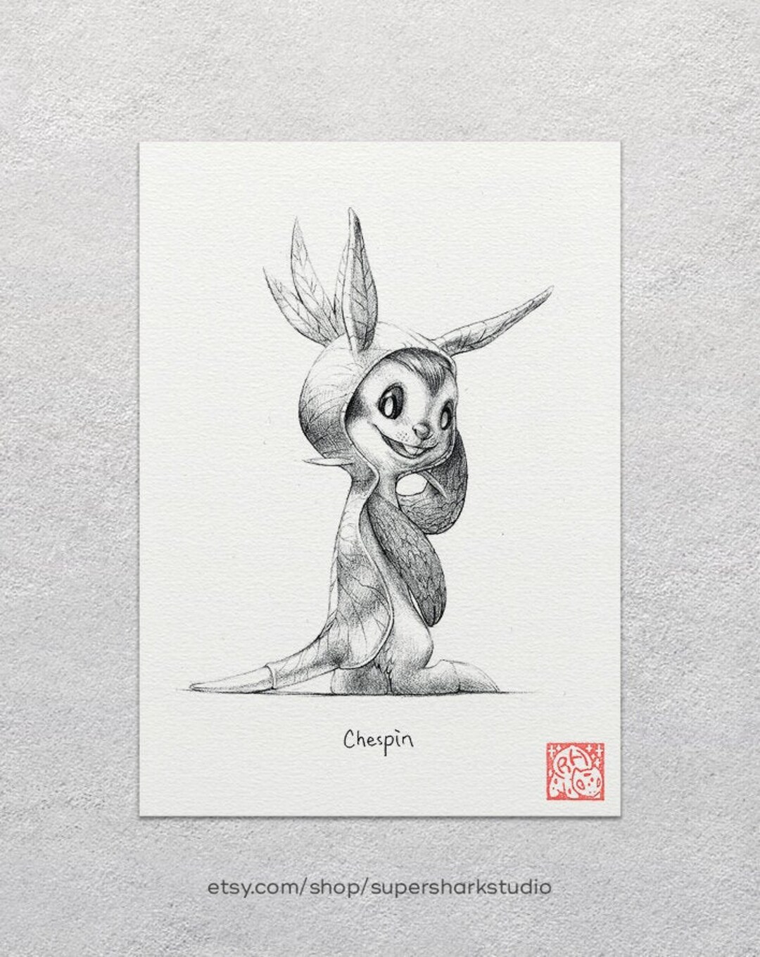 Chespin 5 X 7 Print pokemon Drawing, Art, Artwork, Gaming, Nintendo - Etsy