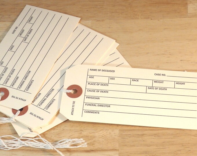 Mortuary Toe Tags 5 Pc, 10 Pc, Bulk gift Goth Death Creepy Morbid ...