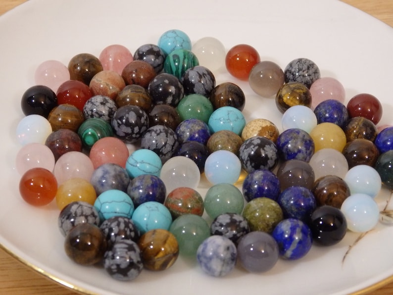 Teeny Crystal Balls. Mixed Gemstone Spheres Marbles 9mm to - Etsy