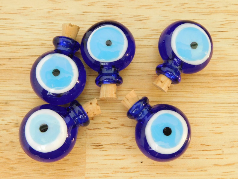 Glass Evil Eye Perfume Bottles With Corks Dark Blue 30mm - Etsy