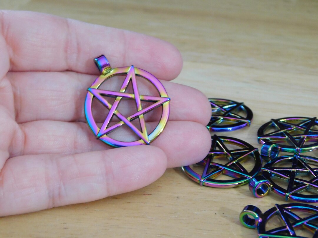 Inverted Pentagram Pendants, Rainbow Plated Alloy, 33x27mm (goth Gothic ...