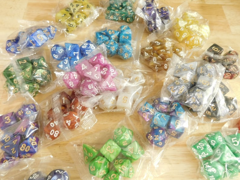 Mixed Color Sets of 7 Gaming Dice (D6 D10 D12 D20 D4 D8 Craft Supply ...