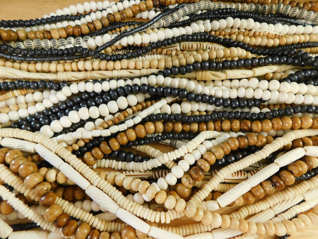 Water Buffalo Bone Beads, Full Strand Mystery Grab-bags. A-B Grade ...