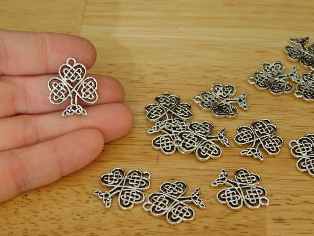 Celtic Knot Shamrock Pendants / Charms, Silver Tone 23x19x2mm (pagan ...