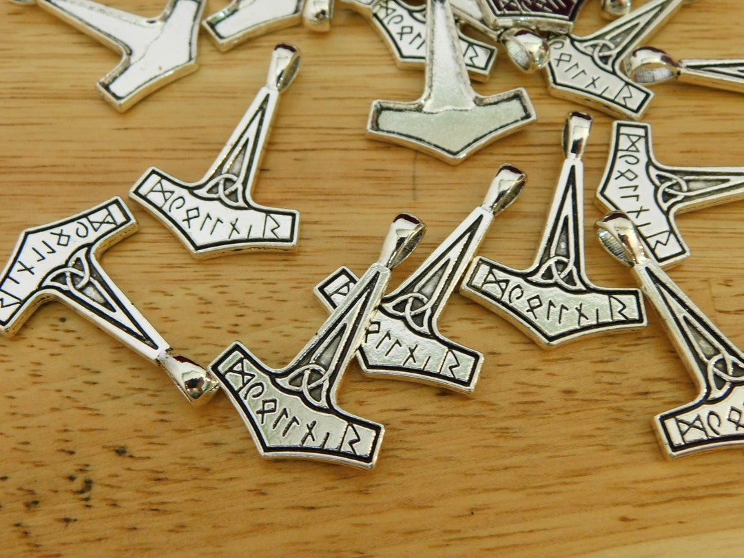 Norse Mjolnir Thor's Hammer Symbol Rune Pendants / Charms, Antique ...