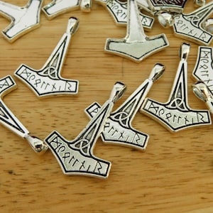 Norse Mjolnir Thor's Hammer Symbol Rune Pendants / Charms, Antique ...