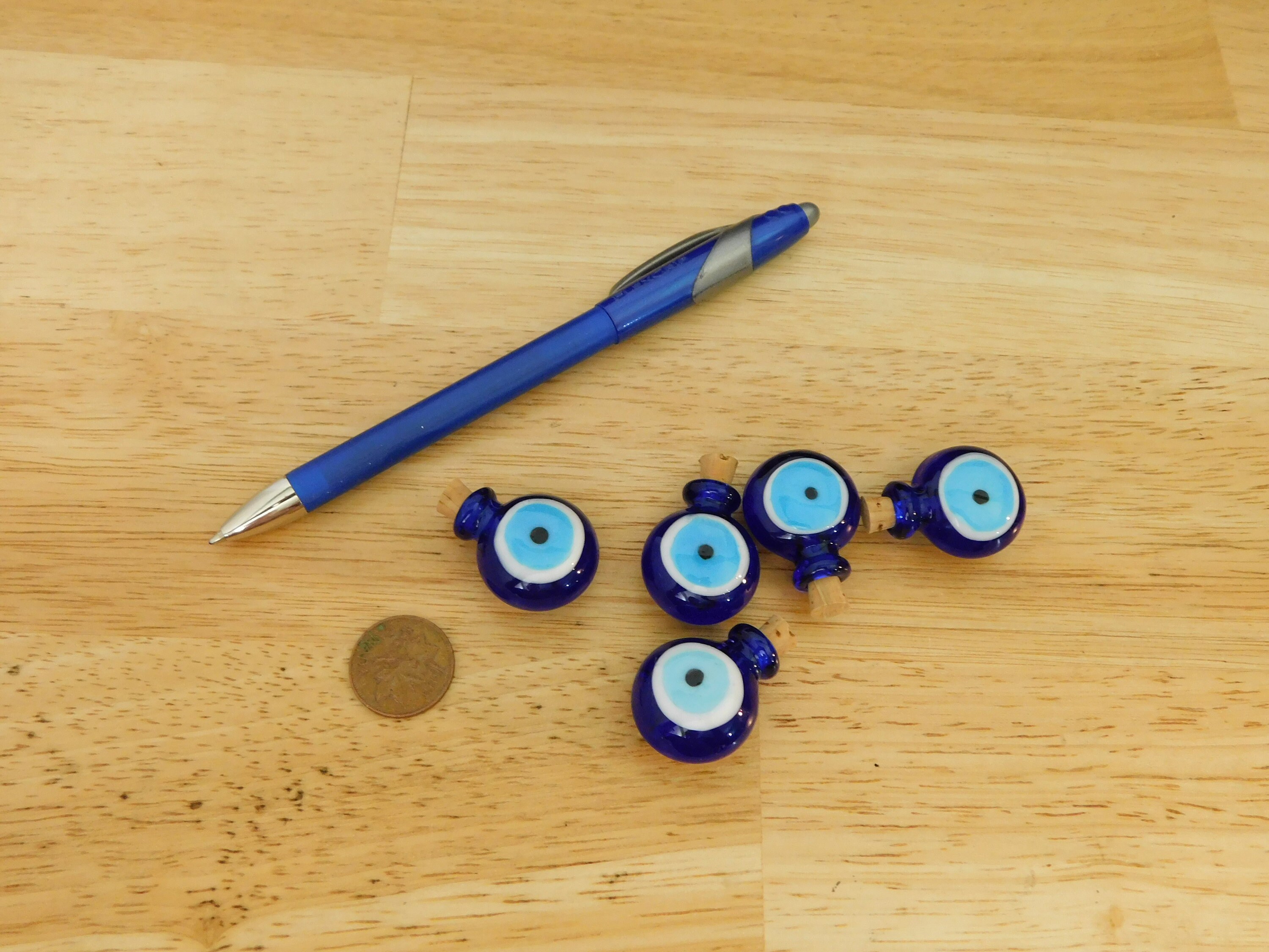 Glass Evil Eye Perfume Bottles With Corks, Dark Blue, 30mm, Bottle ...