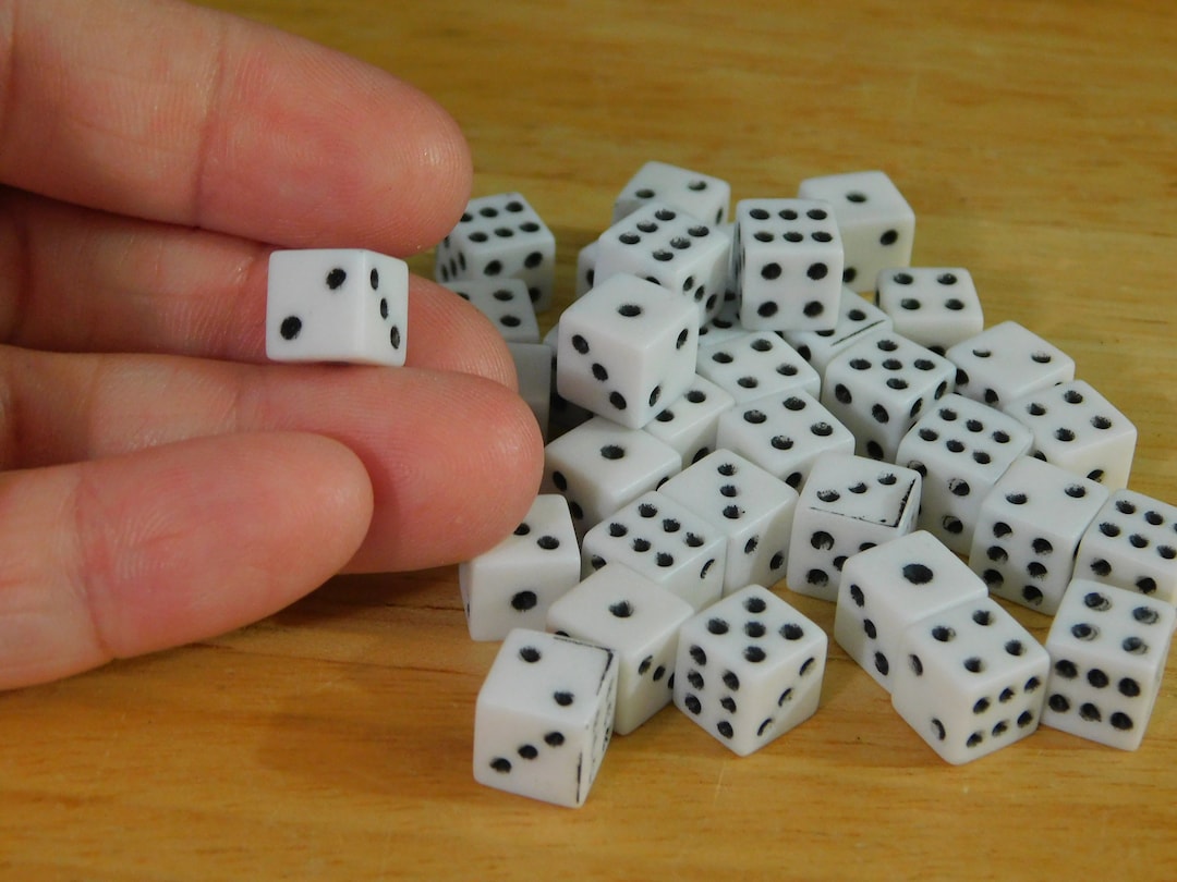 Mini D6 Dice, White, 7mm, B Grade (gaming Gamer No Hole Small Tiny ...