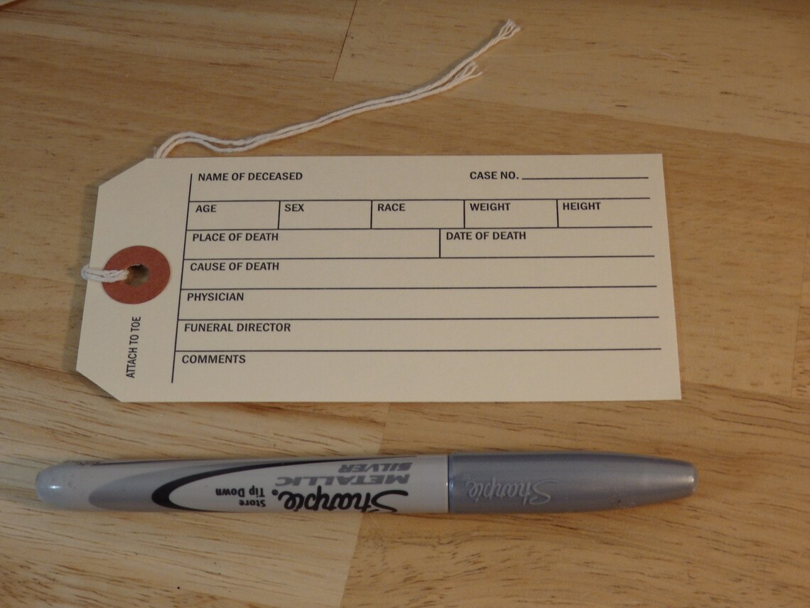 Mortuary Toe Tags 5 Pc 10 Pc Bulk gift Goth Death Creepy - Etsy