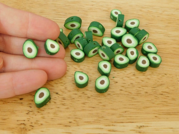 Avocado Shaped Polymer Clay Beads 10mm food Fruit Green - Etsy