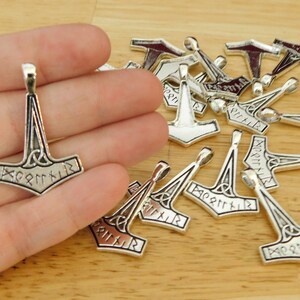 Norse Mjolnir Thor's Hammer Symbol Rune Pendants / Charms, Antique ...