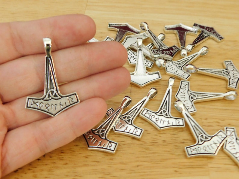 Norse Mjolnir Thor's Hammer Symbol Rune Pendants / Charms - Etsy