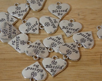 Blessed Be Charms Pendants Wicca Pagan Heart Silver Tone - Etsy
