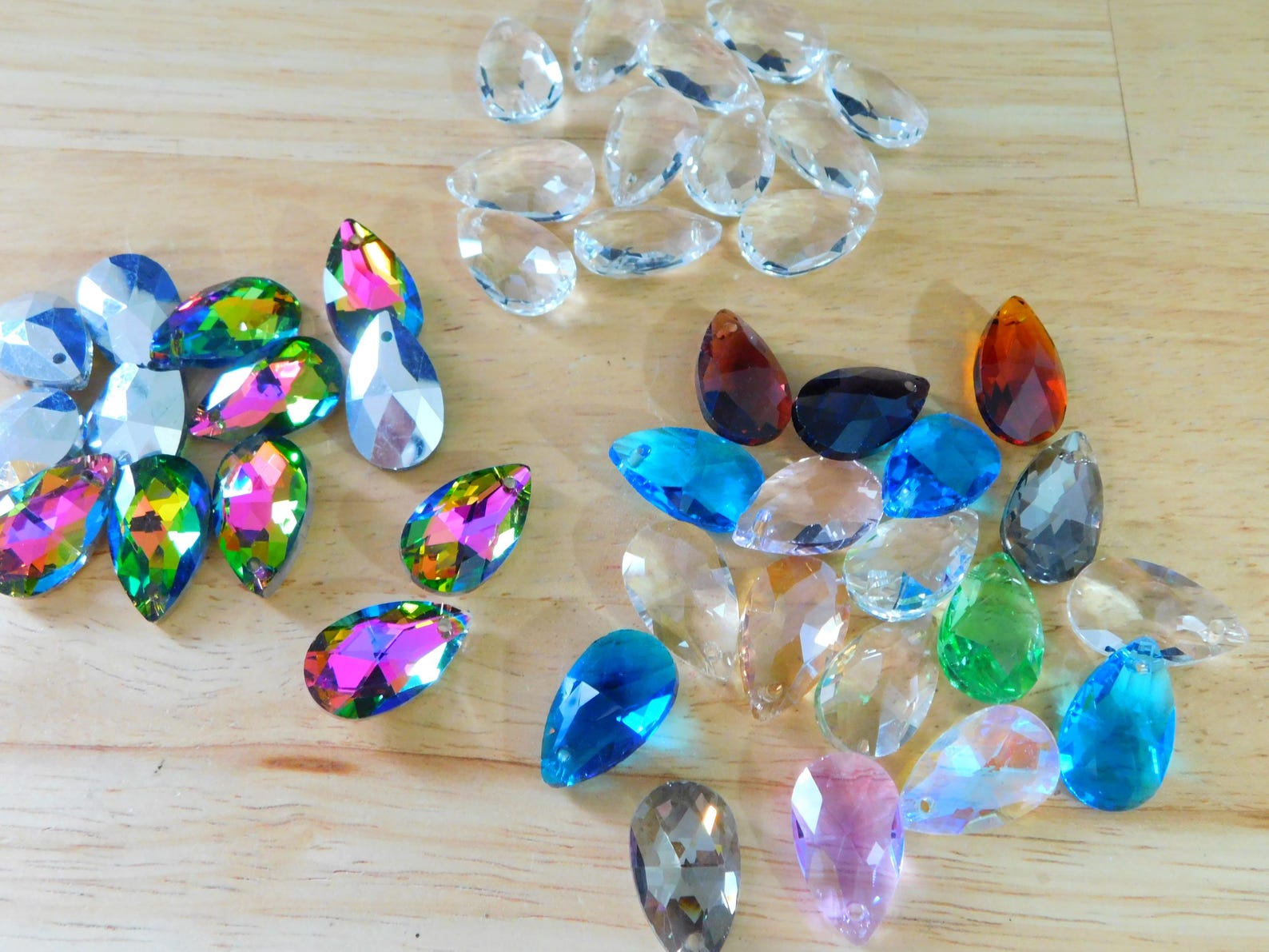 Faceted Glass Drops, Mixed Color, 22x13x8.5mm, Hole: 1mm (sparkle Gem ...