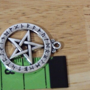 Rune Pentagram Pendants / Charms, Silver Tone 1.25" (pagan, Wiccan ...