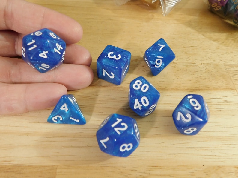 Mixed Color Sets of 7 Gaming Dice (D6 D10 D12 D20 D4 D8 Craft Supply ...