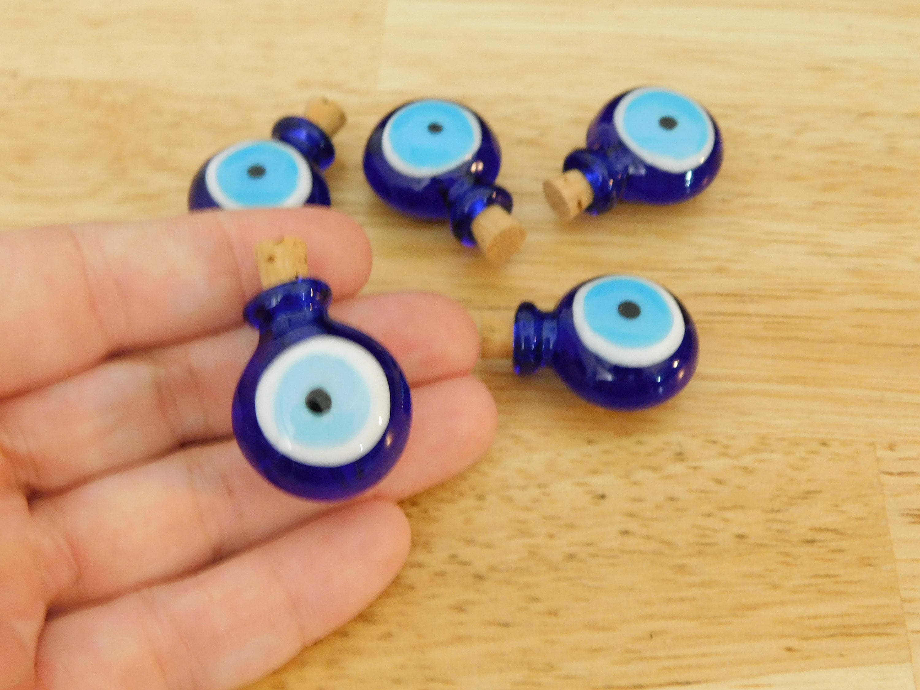 Glass Evil Eye Perfume Bottles With Corks Dark Blue 30mm - Etsy