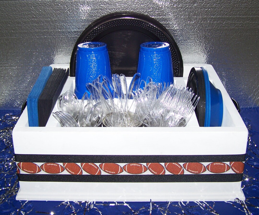 Football Table Top Caddy Used for Napkins, Paper Plates, Utensils and ...