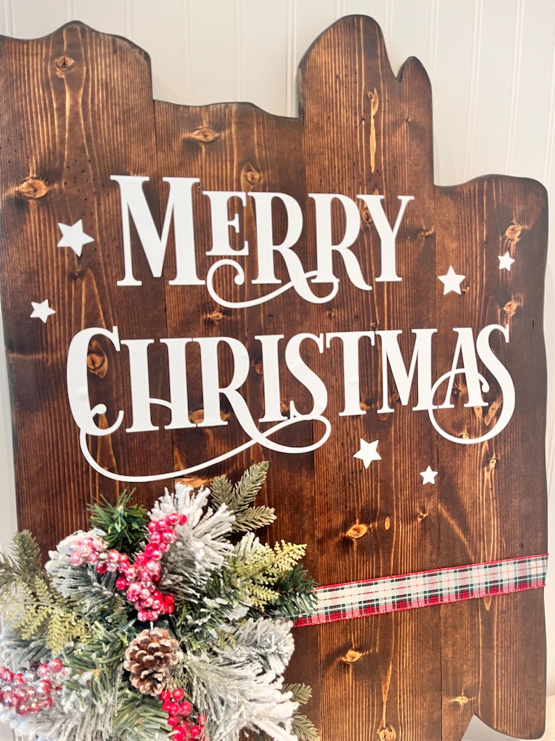 Merry Christmas Rustic Wall Hanging Wood Sign, Wood Christmas Sign ...