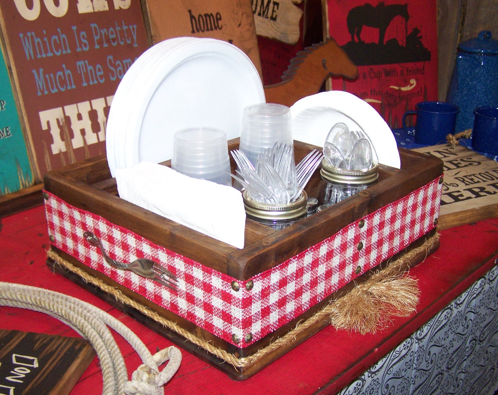 Country Western Rustic Tableware Utensil Caddy Organizer Party - Etsy