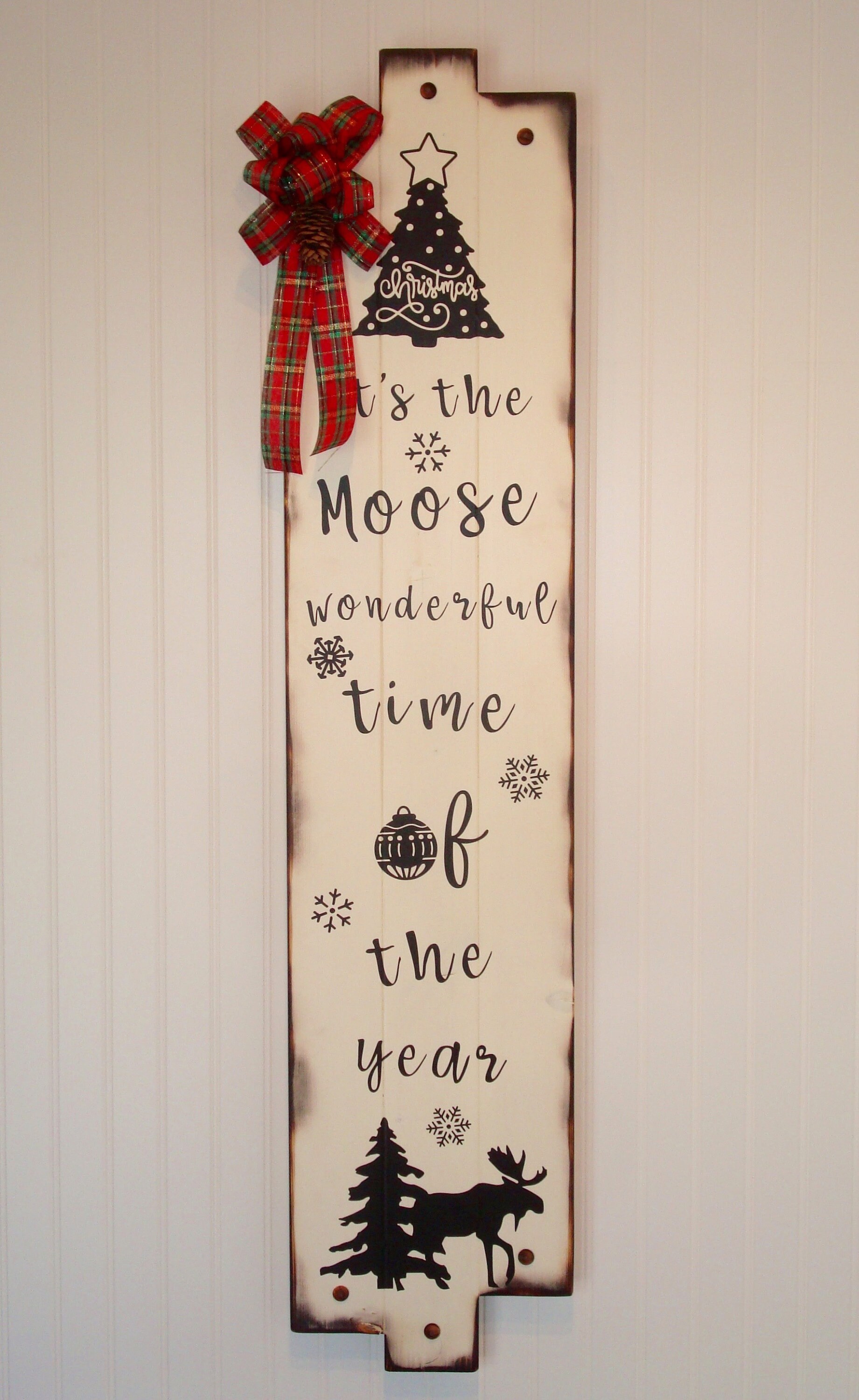 Rustic Christmas Wood Sign-moose Wonderful Time of the Year! Wood Sign ...