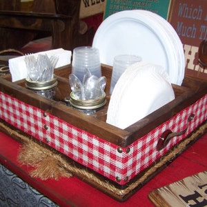 Country Western Rustic Tableware Utensil Caddy Organizer Wood Utensil ...