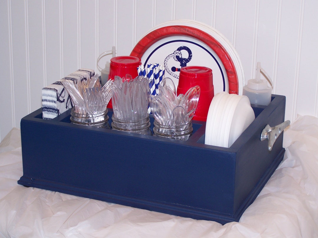Boating Ocean Beach Nautical Themed Party Utensil Holder Kitchen Caddy ...