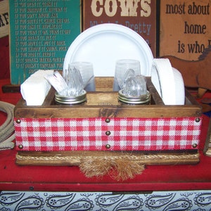 Country Western Rustic Tableware Utensil Caddy Organizer Wood Utensil ...